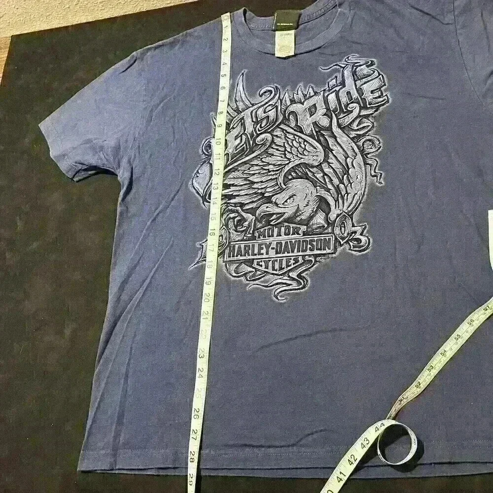 Harley-Davidson | Shirts | Harleydavidson Mens Blue Lets Ride Eagle ...
